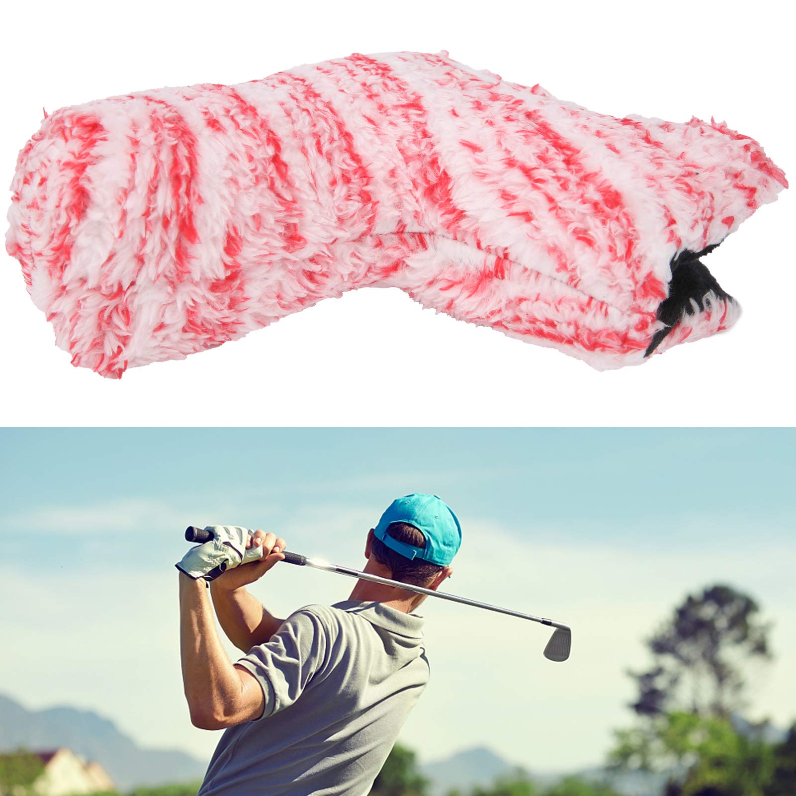 L-Shaped Plush Golf Head Covers Club Protective Driver Headcover Sock Shape,Golf Gift & Golf Bag Accessories(White Gray)