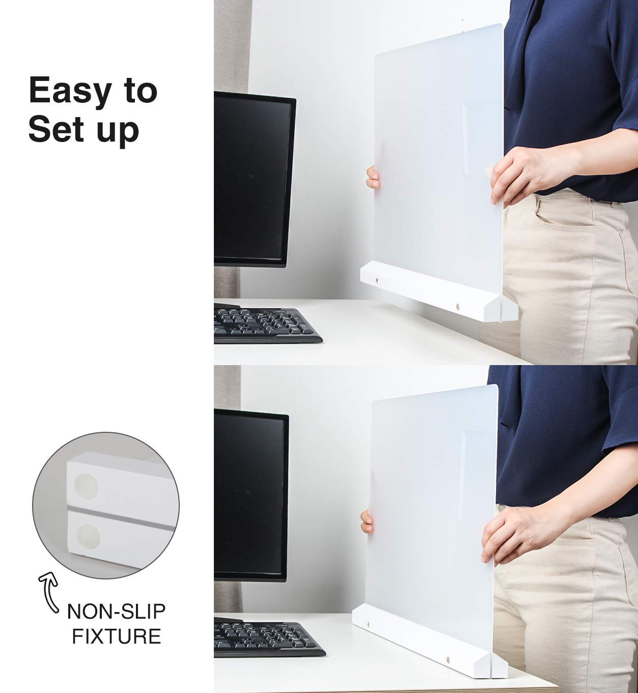 J JACKCUBE DESIGN Acrylic Desk Divider, Office Partition Board, Privacy Panel, Desktop Accessories for Classroom Cubicle Table White Boards 23.03 x 17.91 inches -MK529A