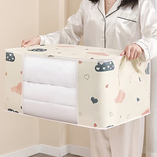 Vetitkima Storage Bags for Clothes, Comforter Storage Bag Folding Organizer Bag for King/Queen Comforters, Pillows, Blankets, Bedding/Quilt, Blanket, Duvet