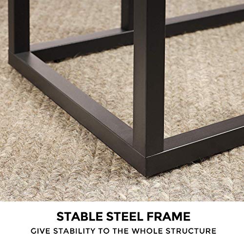 WLIVE Side Table Set of 2, C Shaped End Table for Couch, Sofa and Bed, Large Desktop C Table for Living Room, Bedroom, Brown and Black