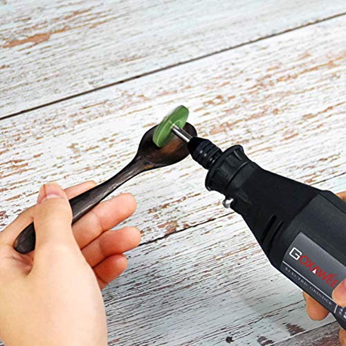 𝗥𝗮𝗱𝗶𝗮𝗹 𝗕𝗿𝗶𝘀𝘁𝗹𝗲 𝗗𝗶𝘀𝗰, GOXAWEE 66Pcs (1") Detail Abrasive Brush Kit (1/8" Shank Mandrel) for Rotary Tool - Mixed Grit 80# 120# 220# 400# 600# 1000#