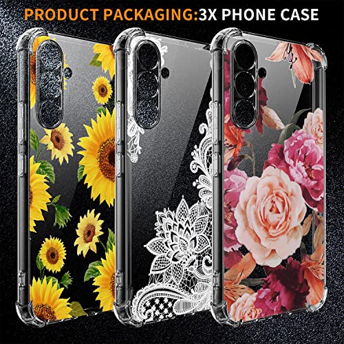 YJROP (3-Pack) for Samsung Galaxy A14 5G Case, Soft Clear TPU [Scratch-Resistant] Drop Silicone Bumper Protection Shockproof Phone Case Cover for Samsung Galaxy A14 5G, Flower