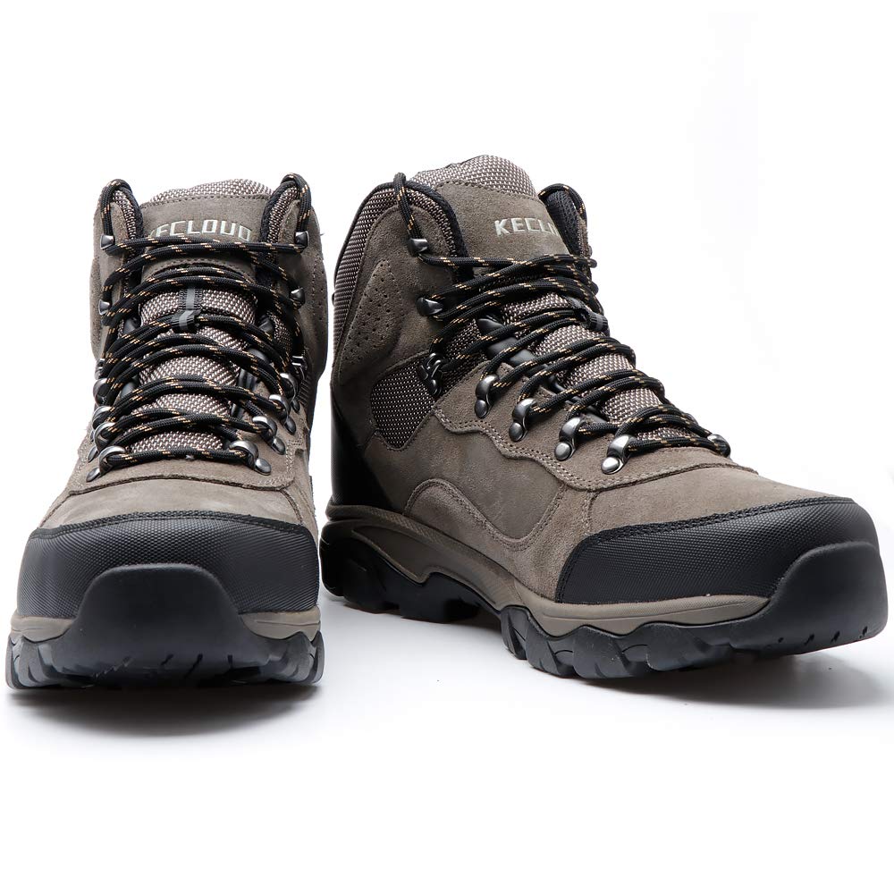 Kecloud Men's Suede Waterproof Hiking Boots Mid Ankle Leather Hiker Boots, Lightweight, Non Slip, Soft Toe (Taupe, Size 9)