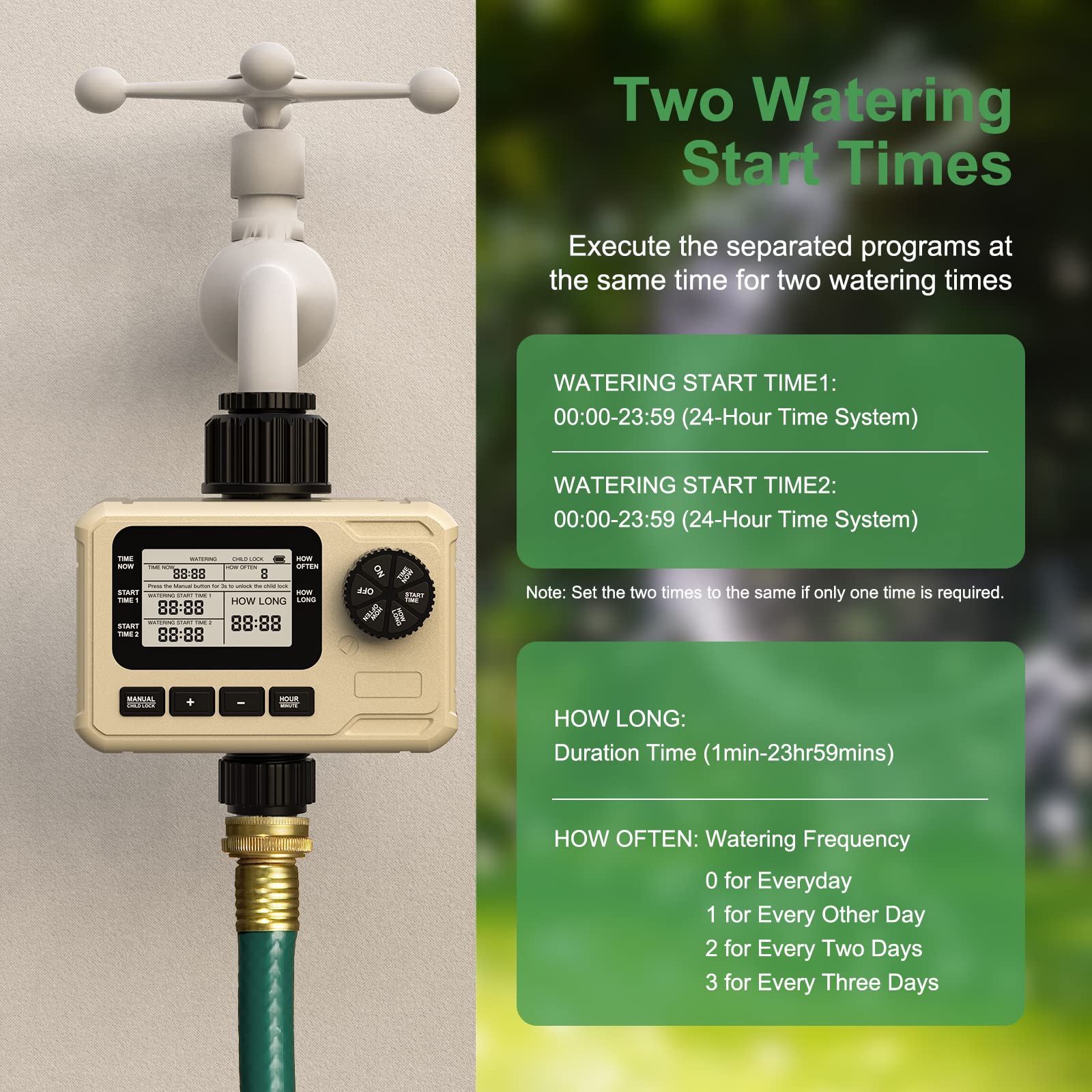 Sprinkler Timer, Programmable Water Timer for Garden Hose, Automatic/Manual Watering, IP65 Waterproof, Ideal for Outdoor Garden Faucet, Drip Irrigation System, Yard/Lawn Watering,