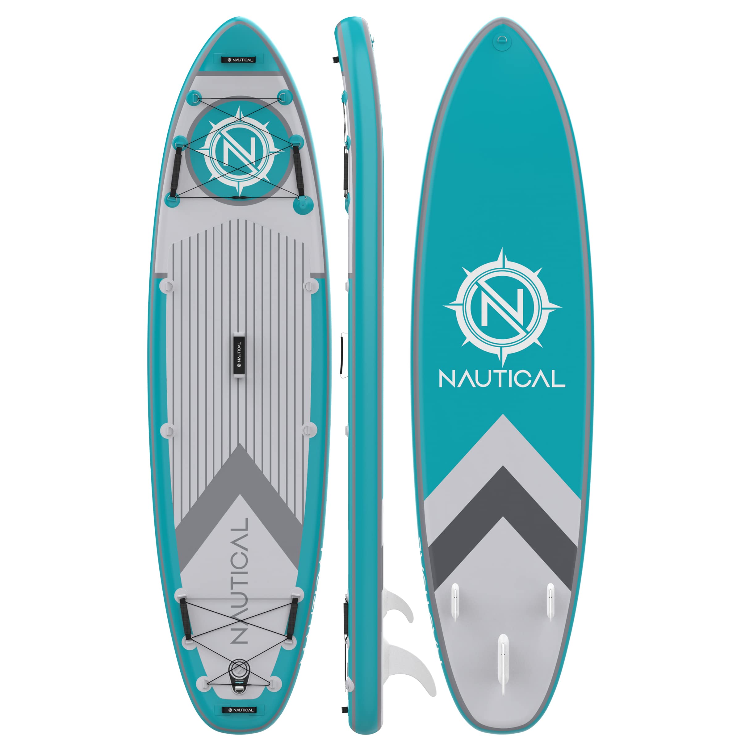 iROCKER Nautical Inflatable Stand Up Paddle Board, Superb Maneuverability 11' Long 32" Wide 6" SUP with Premium Bag, Adjustable Paddle, Pump, Leash, Fins & Repair Kit, Teal