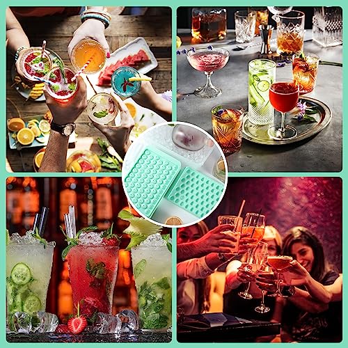 Round Mini Ice Cube Tray with Lid and Bin, 3 Pack Ice Cube Trays for Freezer,Mini Ice Maker,Ice Cube Mold,Small Ice Cube Trays,Crushed Ice Trays for OXO Whisky (Green)