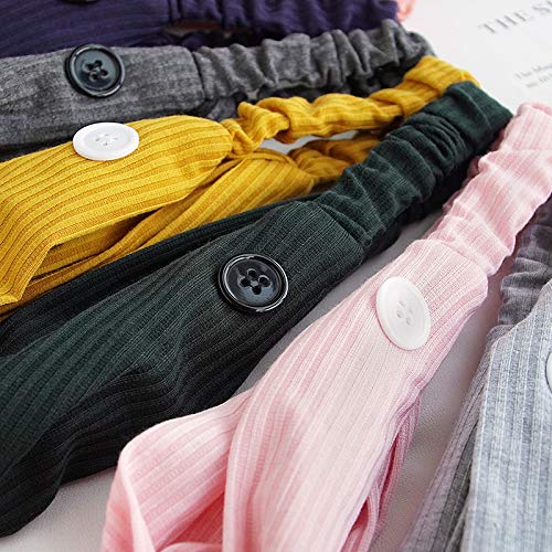 JOYOYO Headband with Buttons for Face Mask,10Pcs Nursing Headbands with Buttons for Mask,Headbands for Women Knotted Boho Stretchy Hair Bands,Work out Elastic Headband for Women,Doctors Saving Ears