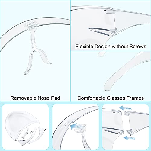 Pupmoms Face Shield, Anti-Fog 4 Pack Face Shields with Glasses Frame, Clear Reusable Plastic Full Cover Face Visor Shield, Transparent Protective Safety Goggle Shield for Adults Women Men