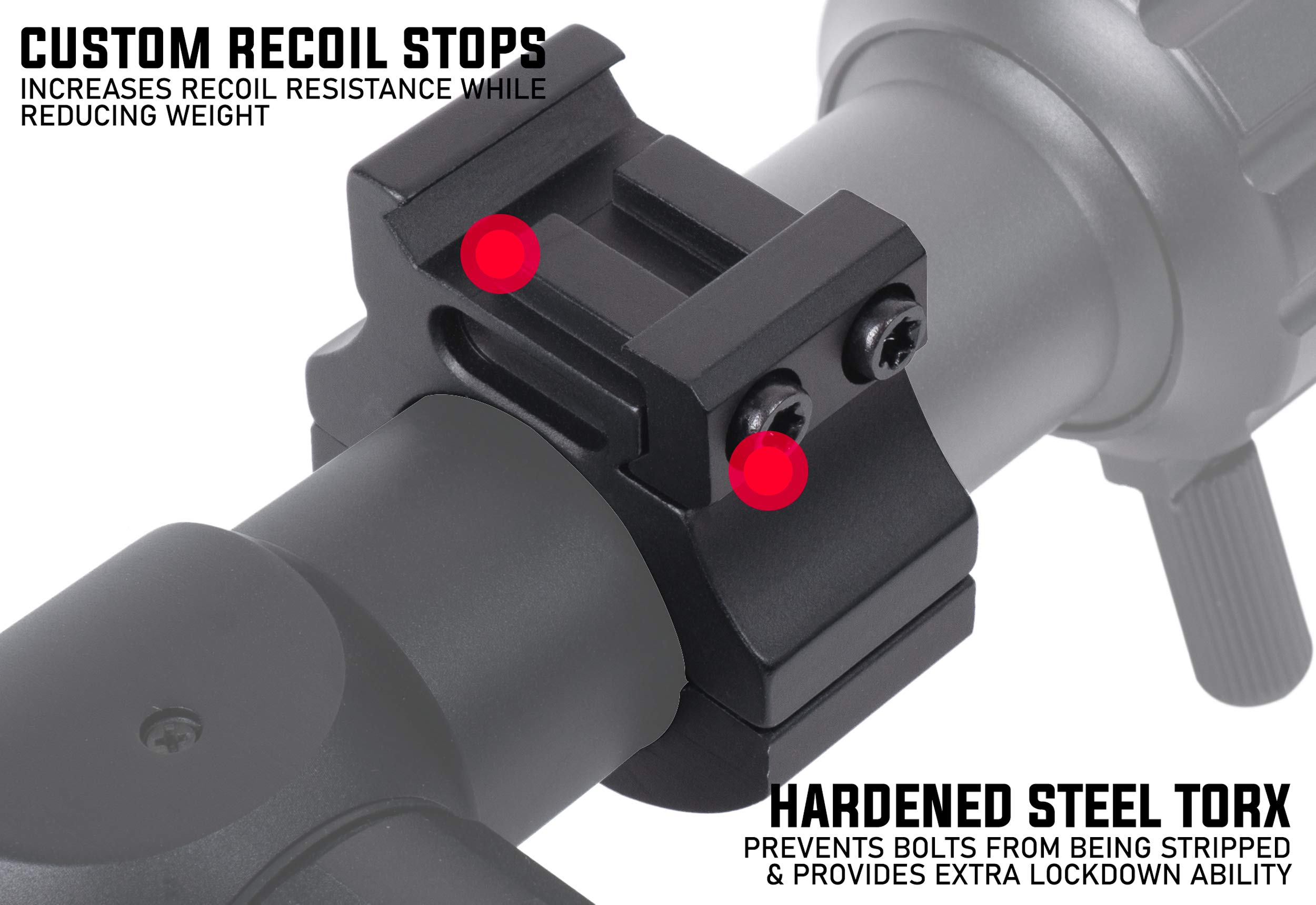 Monstrum 2-7x32 AO Rifle Scope | Monstrum Picatinny Scope Rings with Integrated Level Bubble | Bundle