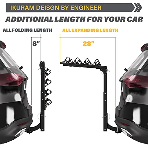 IKURAM R 4 Bike Rack Bicycle Carrier Racks Hitch Mount Double Foldable Rack for Cars, Trucks, SUV's and minivans with a 2" Hitch Receiver