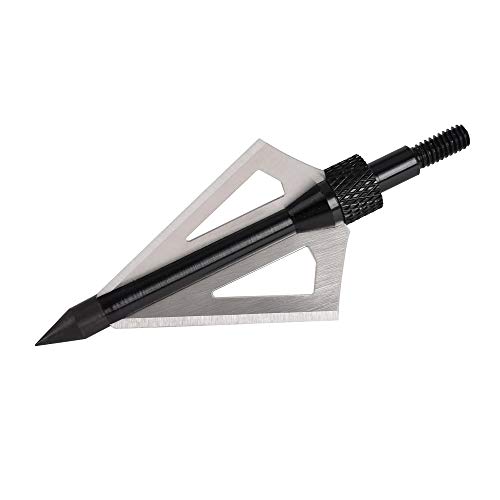Hunting Broadheads, 12PK 3 Blades Archery Broadheads 100 Grain Screw-in Arrow Heads Arrow Tips for Crossbow and Compound Bow Black(Pack of 12)