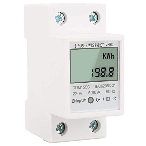 Single Phase Energy Meter 5-80A DDM15SC LCD Digital Display Din Rail Electronic Energy KWh Meter Embedded End Cover