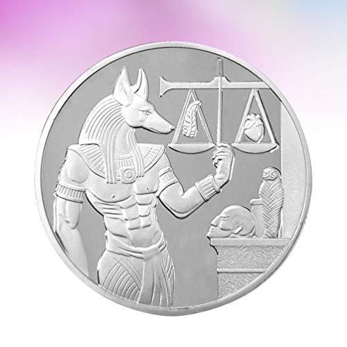 TENDYCOCO Anubis Coin Egyptian God Challenge Coin Commemorative Art Coin Collection Iron Souvenir Craft Gift Toy (Silver)