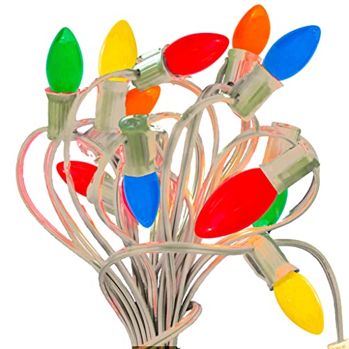 Multi-Color Christmas Lights Solid Color Ceramic Flashing Twinkle Bulbs C9 E17 Indoor Outdoor