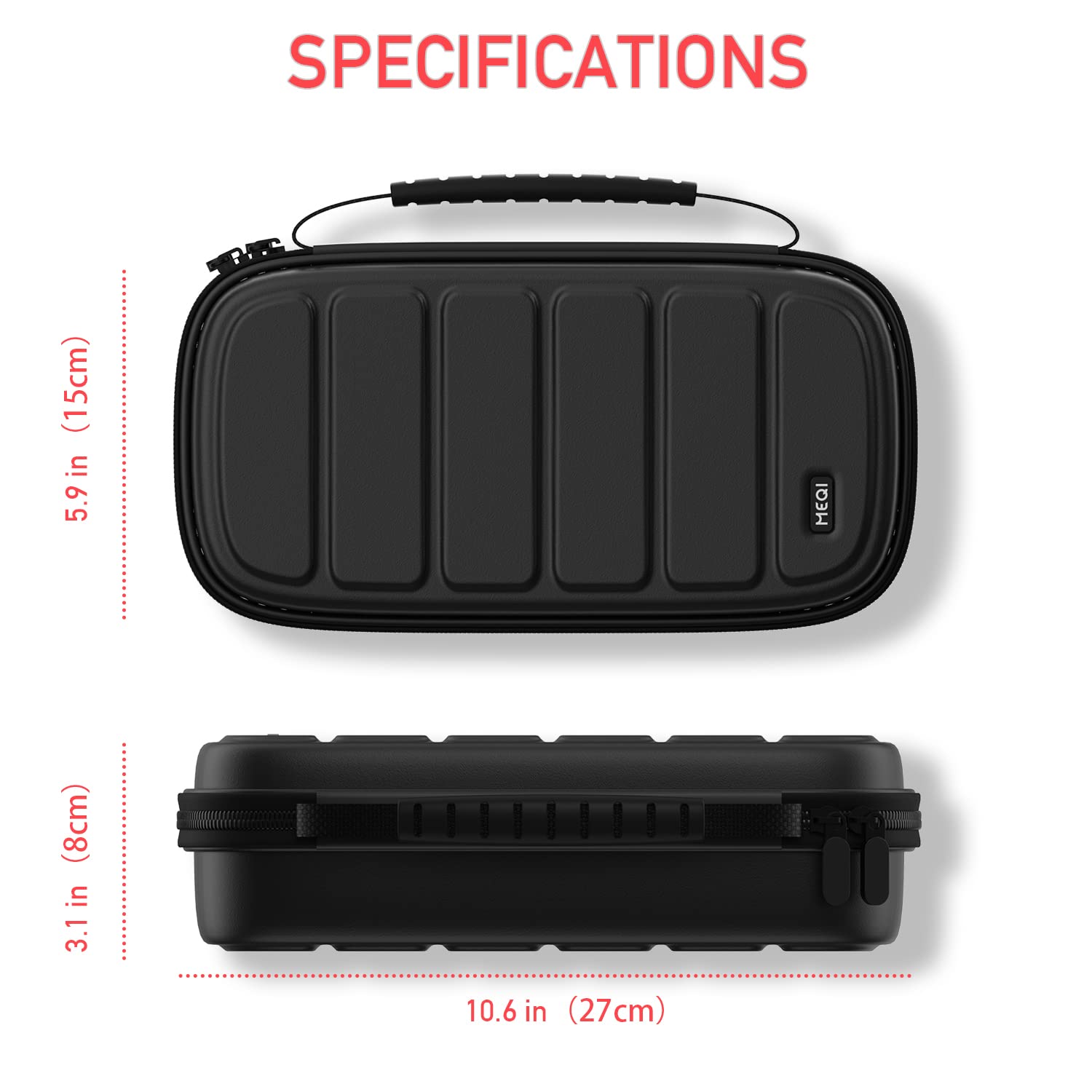 MEQI Carrying Case for Nintendo Switch/OLED Model/Switch Lite, Protective Travel Carry Pouch with 20 Game Card Slots & Large Space Pocket for Travel