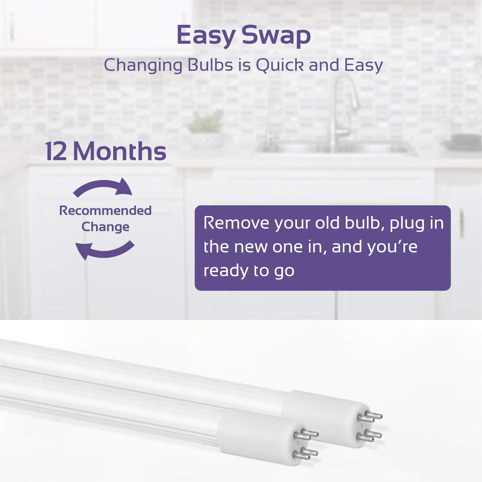 Uvitizer Ultraviolet Bulb UV Light – (2) 10” UV-C Bulb – for Under Sink and Reverse Osmosis UV Water Filtration Systems – 1 GPM