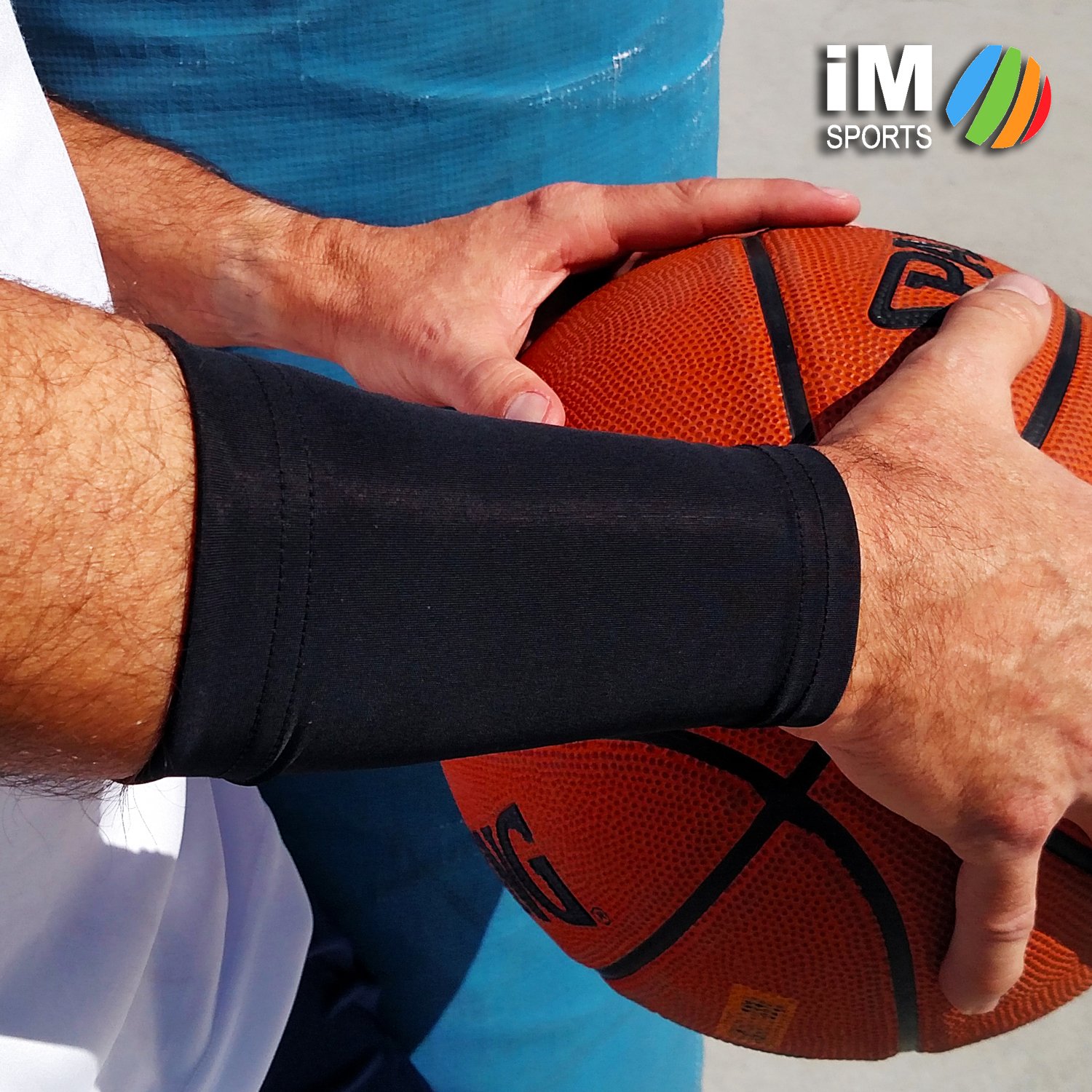 iM Sports CRUNCH TIME Basketball Wrist Compression Sleeve + Unisex + Made in USA - Silver - X-Small/Small - Single