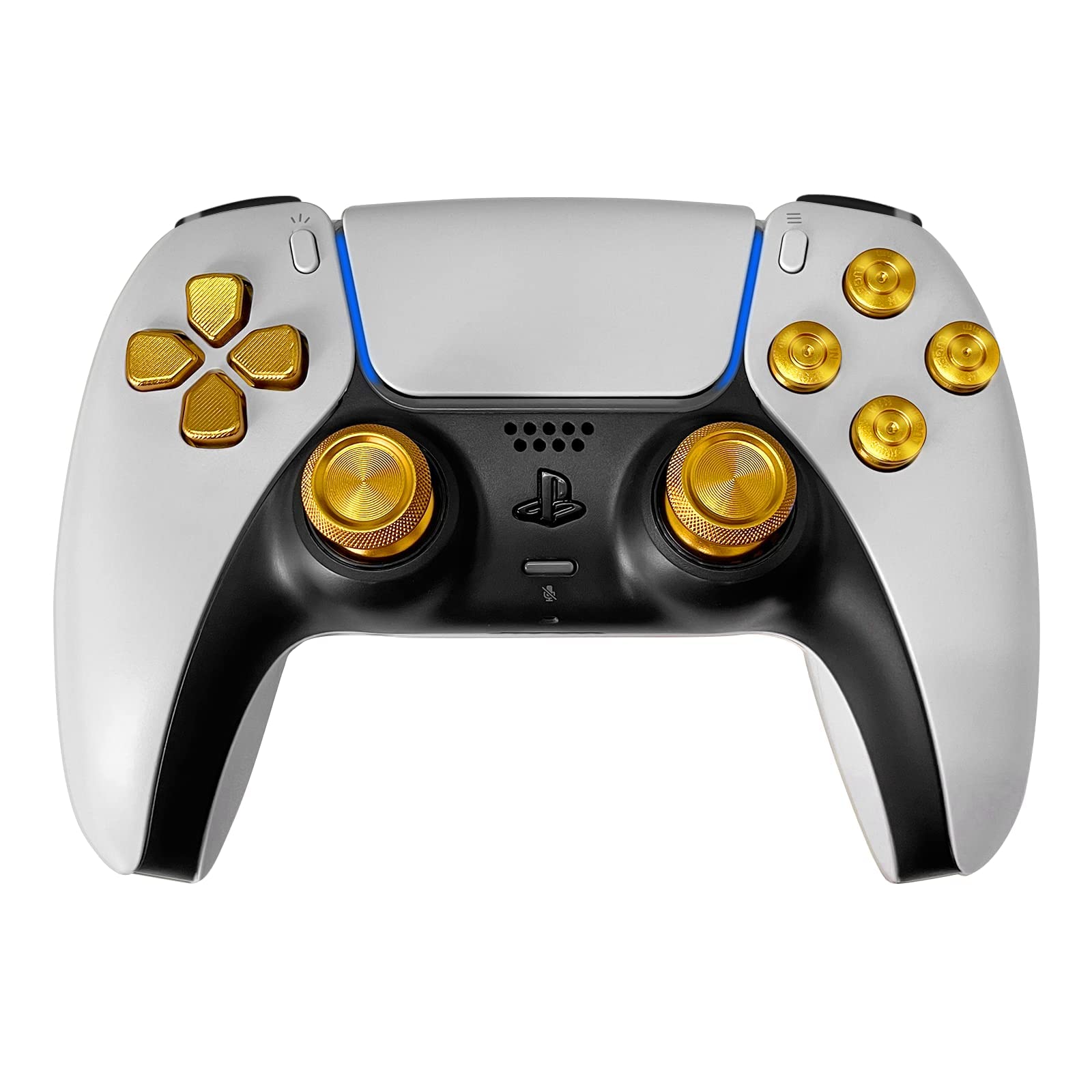 Metal Buttons for PS5 Controller ABXY Buttons Replacement Aluminum Analog Thumbsticks Action Buttons and Direction Keys