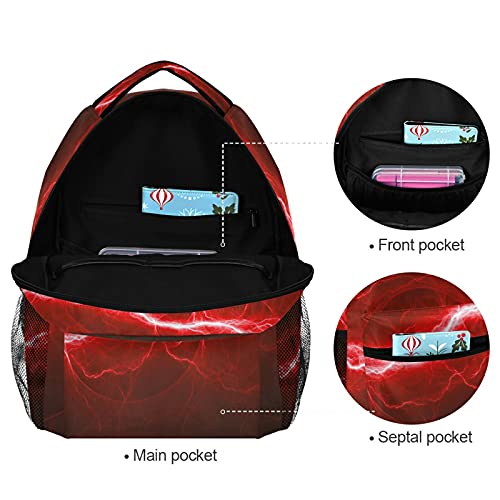 xigua Flash Thunder School Backpack for Girls Boys Lightning Travel Daypack Lightweight Shoulder Bag for Men Women College, Red