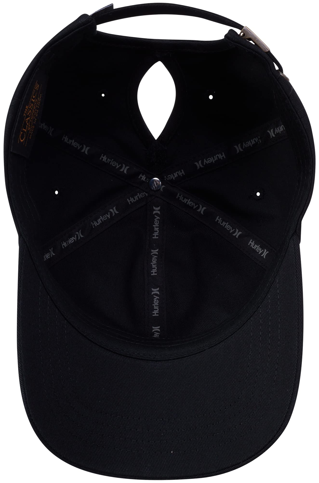 Hurley Women's Baseball Cap - Montana Curved Brim Hat with Ponytail Opening, Black, no Size