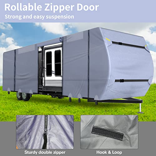 Weize Travel Trailer RV Cover - 5 Layers 300D Oxford Camper Cover,Suitable for 24'1''-26' Motorhomes, with Tire Cover,Waterproof Protection and Anti-UV