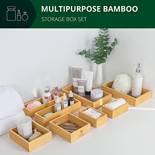 ROYAL CRAFT WOOD Large Adjustable Bamboo Drawer Dividers Organizers with Bamboo Storage Box Set of 8