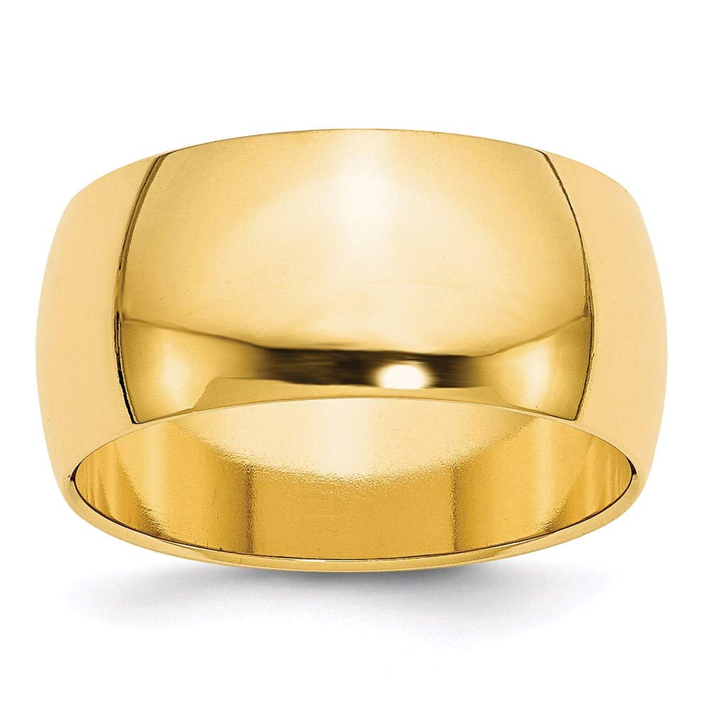 Jewelry Pilot 14K Yellow Gold 10mm High Polish Finish Half Round Domed Wedding Band - Size 6