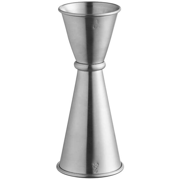 Pack of 4 Tiki Glasses 13 oz. with 1 oz. & 2 oz. Stainless Steel Japanese Jigger for Bartending - Unique Glasses for Cocktail, Juice, Lemonade, Water (Set of 4 Glassware + 1 Japanese Jigger)