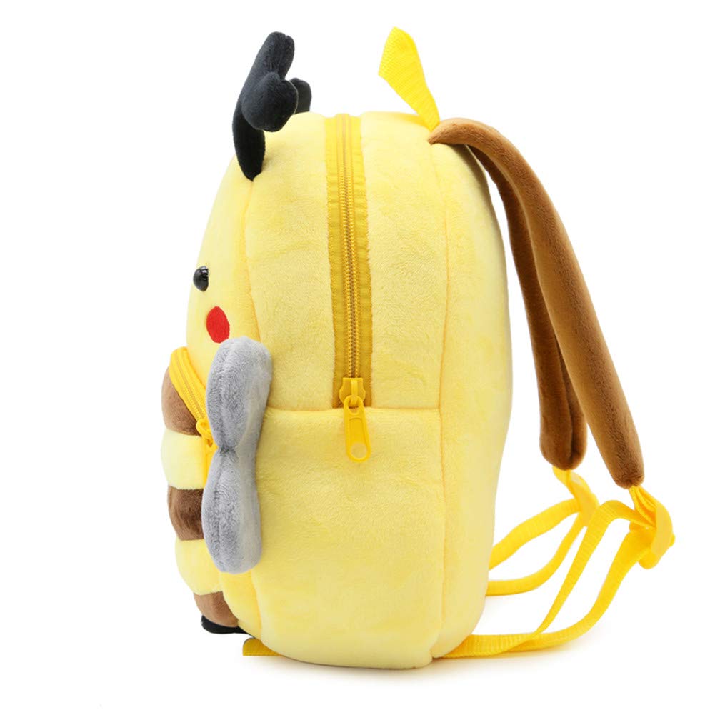 Ladyzone Toddler Backpack Zoo Animals Backpacks Cute Plush Bag Cartoon 10" Preschool Book Bag For 2+ Years Girls Boys (Bee)