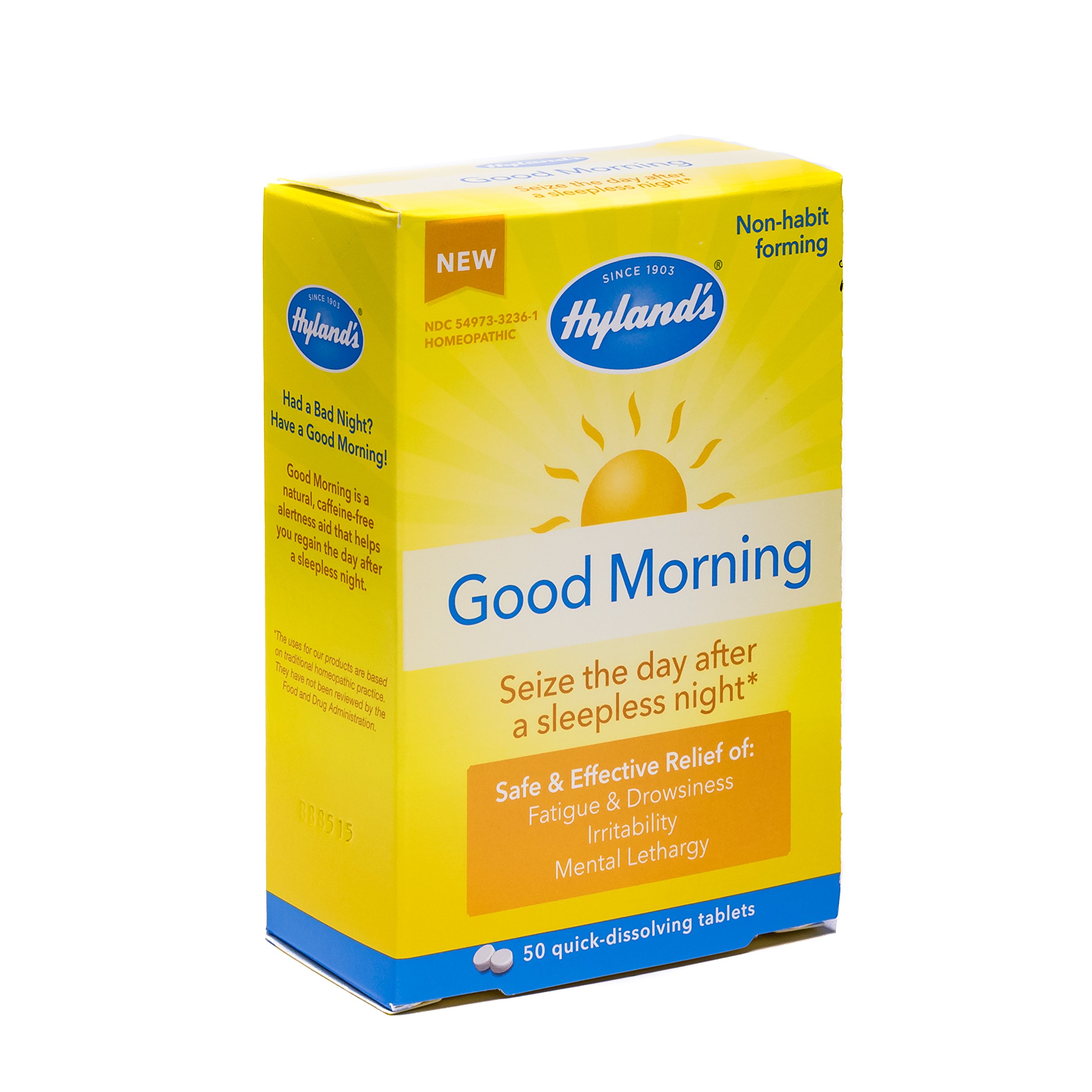 Jet Lag Homeopathic Relief Remedy Tablets by Hyland's Good Morning, Quick Dissolving Natural Relief of Fatigue, Irritability and Mental Lethargy, 50 Count