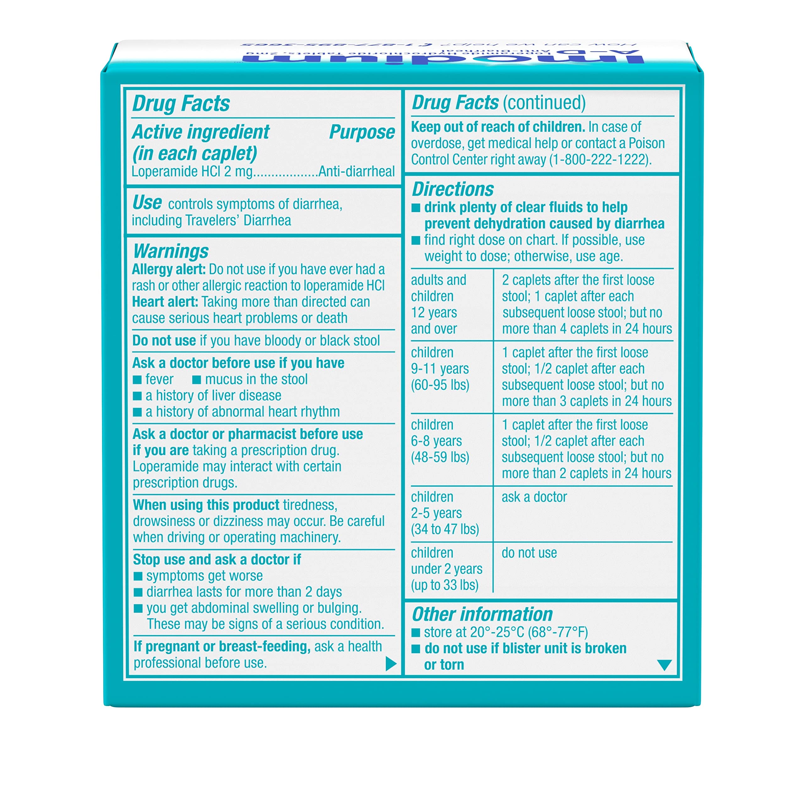 Imodium A-D Diarrhea Relief Caplets with Loperamide Hydrochloride, Anti-Diarrheal Medicine to Help Control Symptoms of Diarrhea Due to Acute, Active & Traveler's Diarrhea, 24 ct.