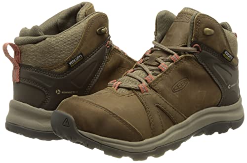 KEEN womens Terradora 2 Mid Height Leather Waterproof Hiking Boot, Brindle/Redwood, 7.5 US