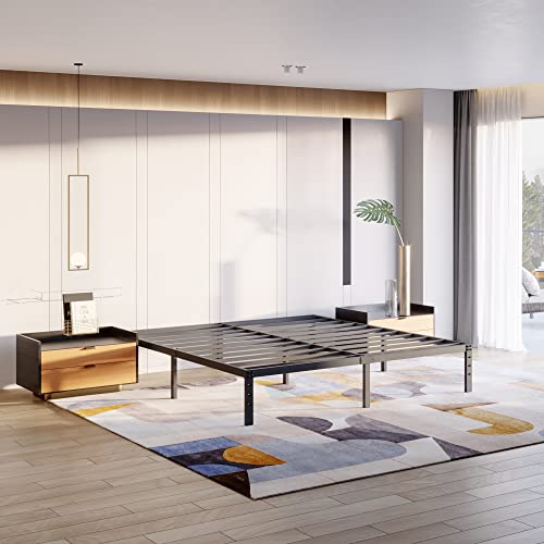 XMhongsong 14 Inch King Size Bed Frame No Box Spring Needed, Heavy Duty Metal Platform Bed Frame, Easy Assembly, Noise Free, Black