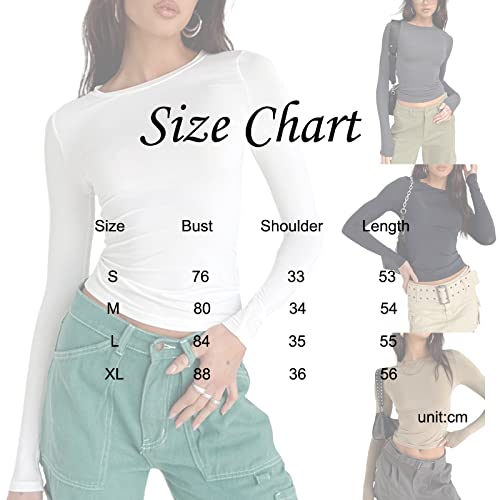 Women's Casual Basic Crop Tops Slim Fit Long Sleeve Crew Neck Solid Color Fall Pullover Shirts Tight Tee (Light Grey, S)