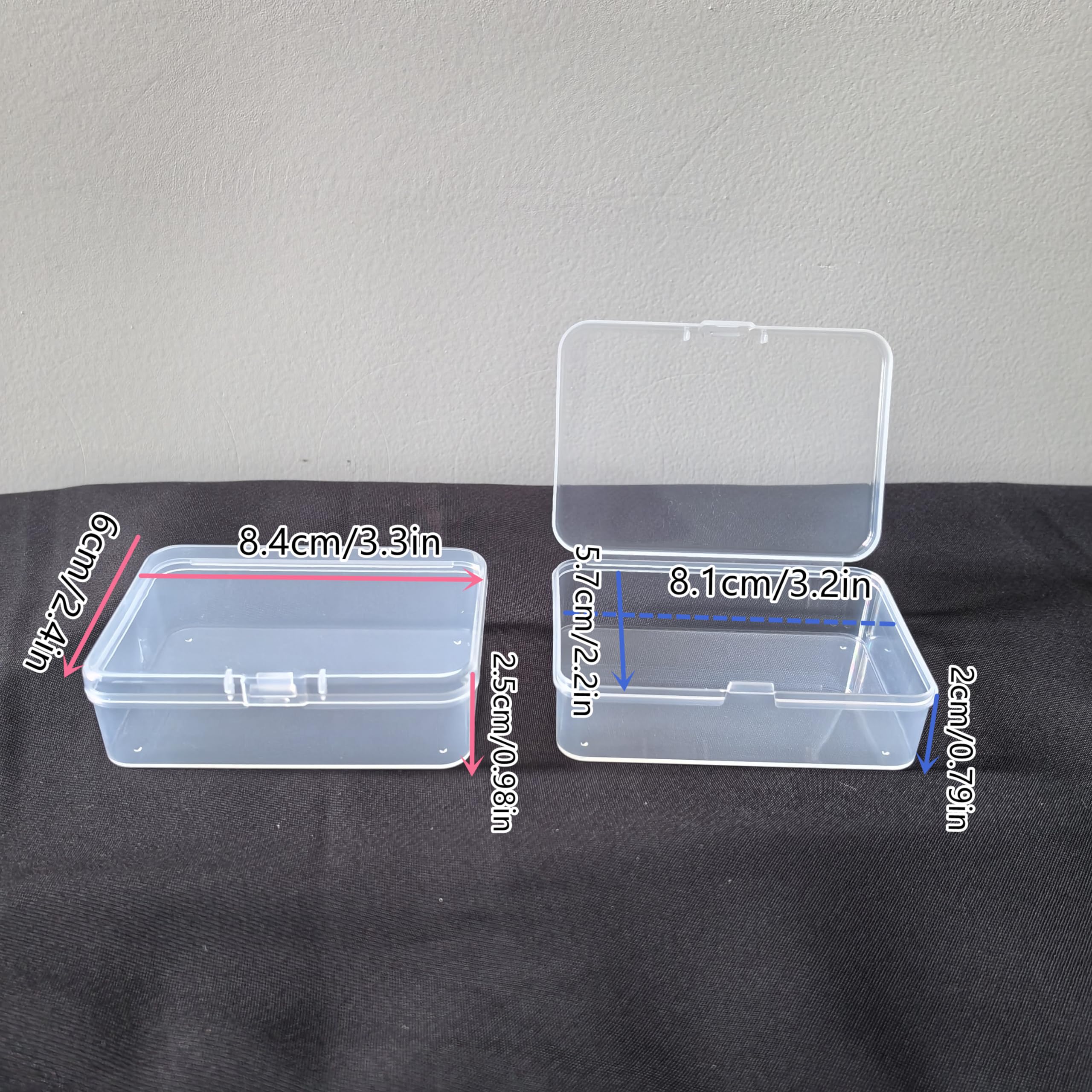 VANZBON Clear Plastic Storage Box, Beads Container With Hinged Lid Hardware Supplies (6pcs,8.5 * 6.*2.5cm)