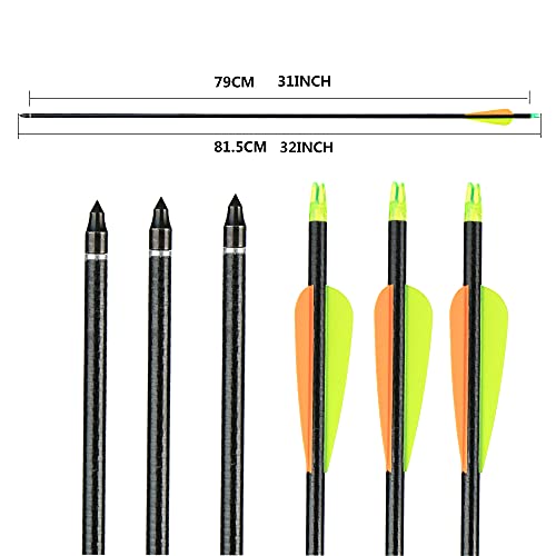 IRQ 32inch Fiberglass Arrows Targeting Practice Adjustable Nocks Screw in Replaceable Arrow Tips for Compound Recurve Bow