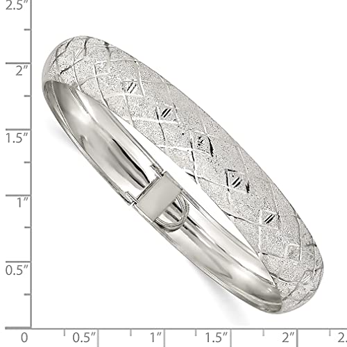 IceCarats 925 Sterling Silver 10mm Textured Bangle Bracelet Cuff Expandable Stackable Flexible Fine Jewelry For Women Gifts For Her