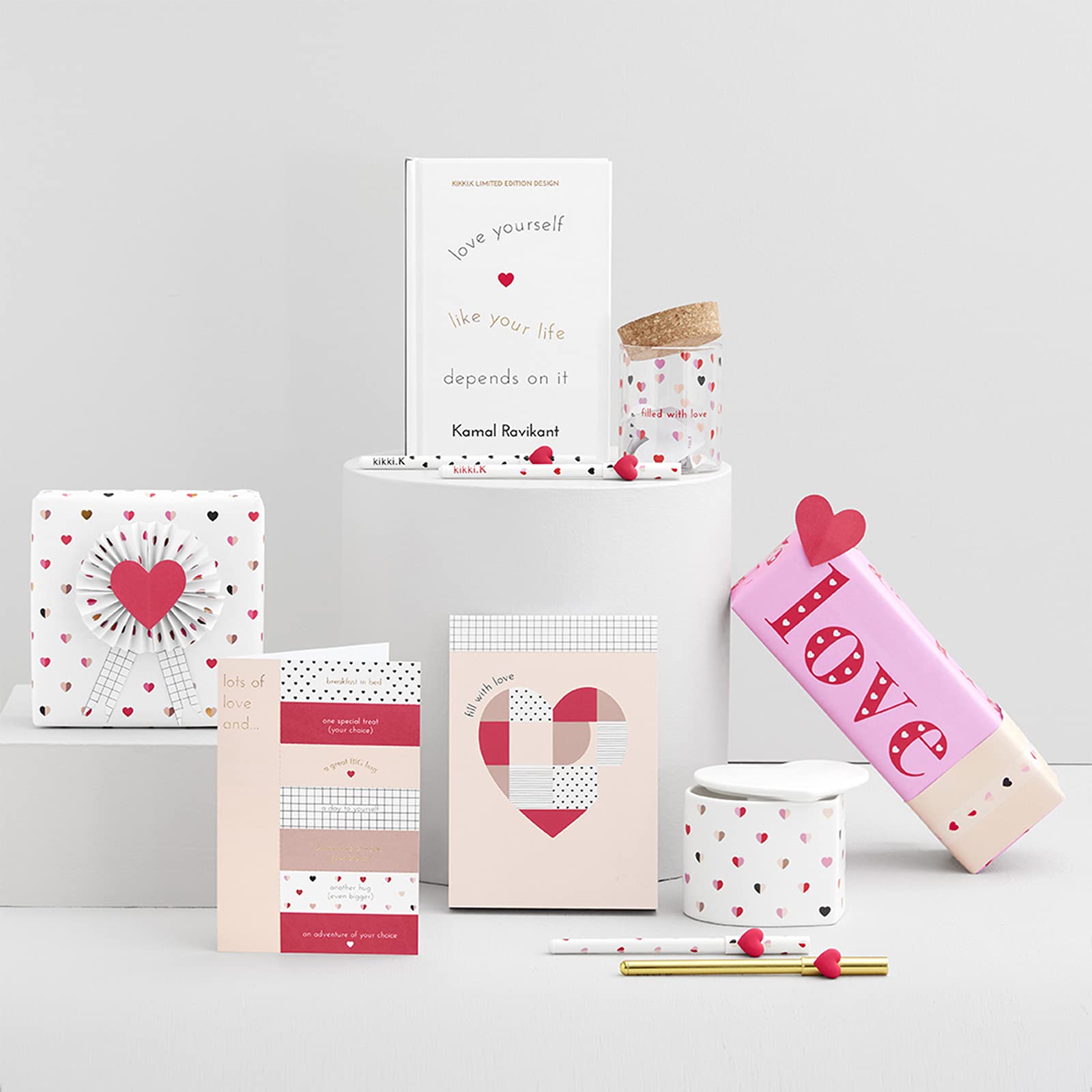 kikki.K Choose Love Collection - B6 Feature Notepad in Blush, Write Sweet Messages or Jot Down Notes, Die Cut in Heart Shape Page Design, 52 Cards, 4.02" L x 2.83" W x 0.94" H