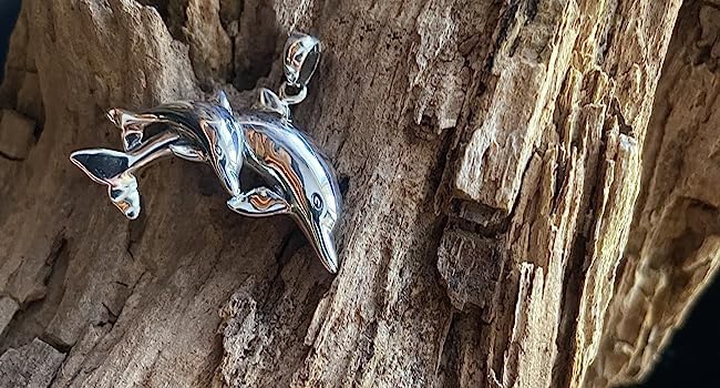Jewelry Trends Sterling Silver Large Mother and Child Dolphin Pendant