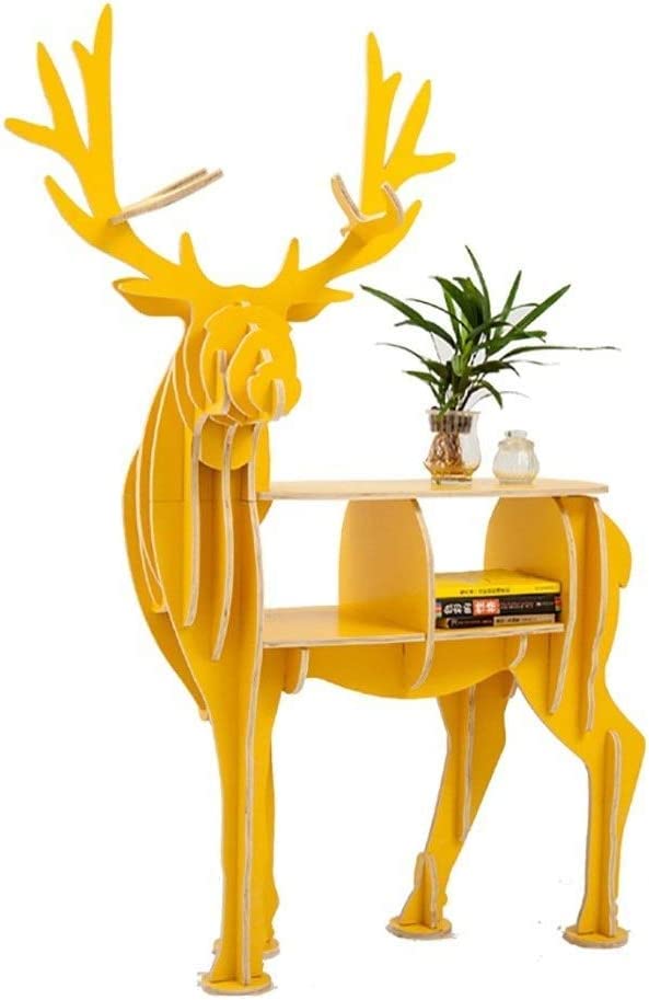 ROLTIN Storage Shelf DVD Bookcase Storage Rack Bookshelf Animal Shelf Male Deer Shape Flower Stand Model Room Coffee Table Clothing Store Landing Decoration (Size : 108 * 52 * 1