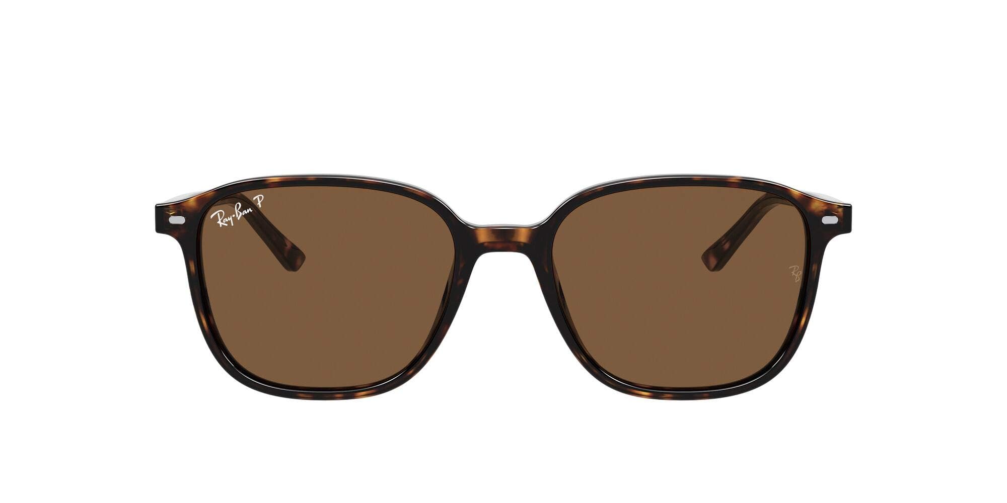 Ray-Ban RB2193 Leonard Square Sunglasses, Tortoise/Polarized B-15 Brown, 51 mm
