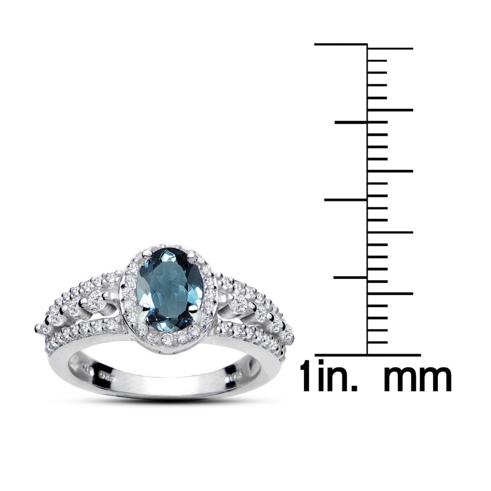 Ice Gems Sterling Silver London Blue and White Topaz Oval Ring