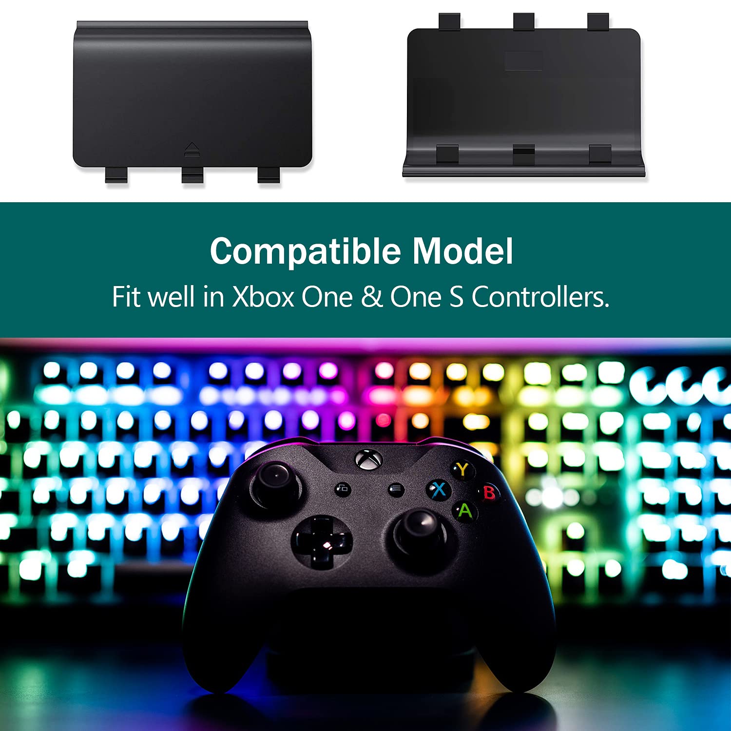 Hukado Replacement Battery Back Cover for Xbox One, Battery Cover Door for Xbox One, Xbox One S Controller, Repair Shell Cover Part for Xbox Wireless Controller (Black, 4 Pack)