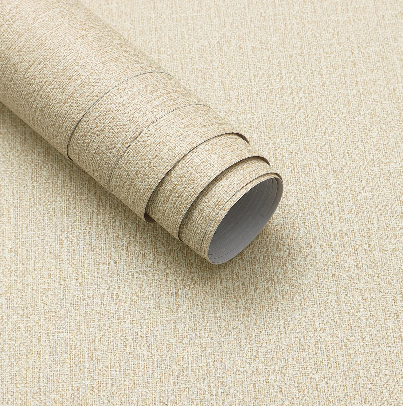 Guvana Contact Paper Khaki Grasscloth Textured Wallpaper Peel and Stick Wallpaper Embossing Contact Paper Self Adhesive Wallpaper Faux Linen Removable Wallpaper for Bedroom Cabinets Decor 15.7"x118"