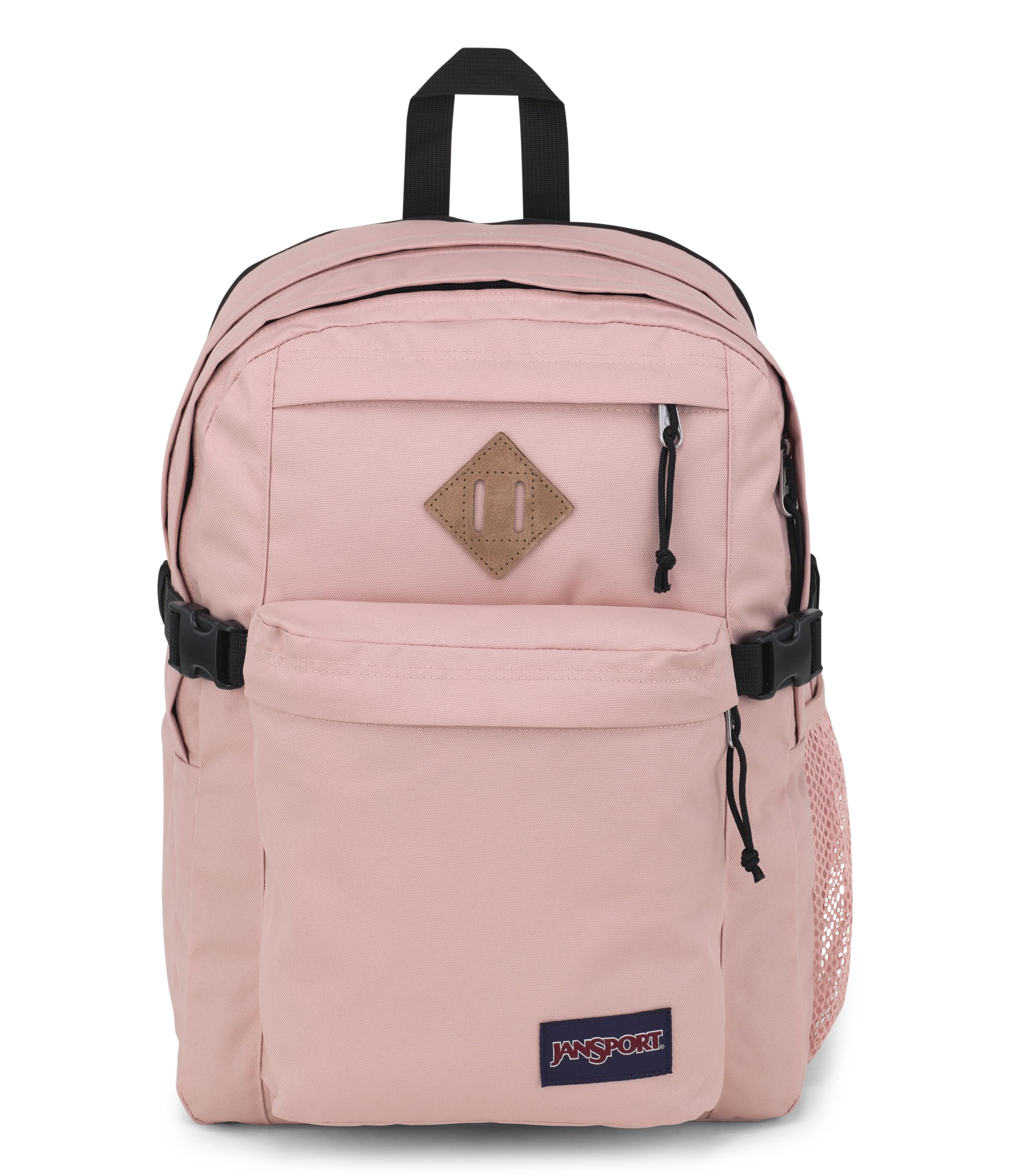 JanSport Main Campus Backpack - Travel, or Work Bag w 15-Inch Laptop Sleeve and Dual Water Bottle Pockets, Misty Rose
