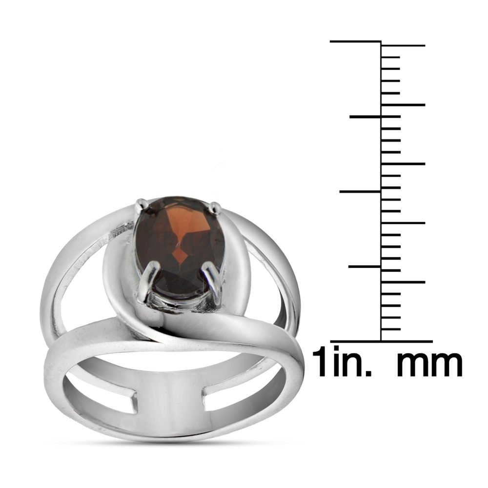 Ice Gems Sterling Silver African Garnet Oval Open Ring, Size 9