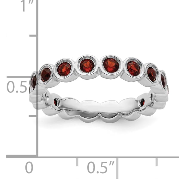 IceCarats 925 Sterling Silver Red Garnet January Birthstone Stackable Ring Gemstone Band Size 5