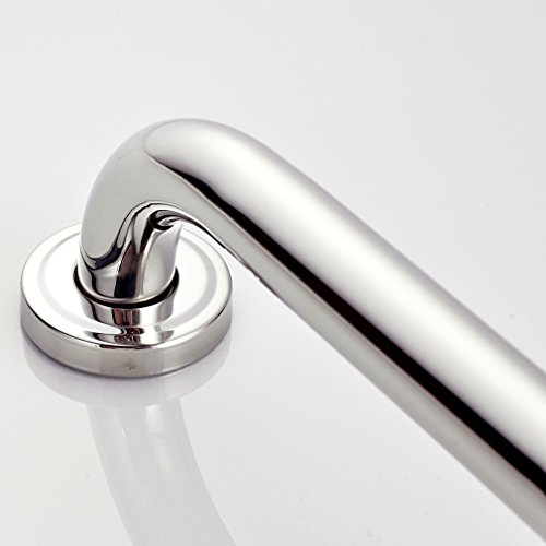 ROVATE Shower Angled Grab Bar, Bathroom Safety 17-Inch Stainless Steel Bathtub Grip, Chrome