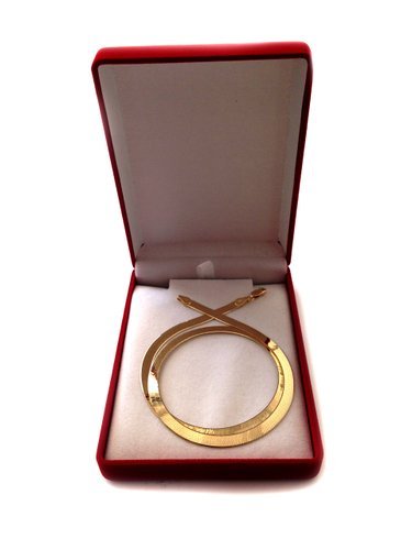 Jewelry Affairs 14k Yellow Real Solid Gold Imperial Herringbone Chain Necklace, 4.7mm, 20"