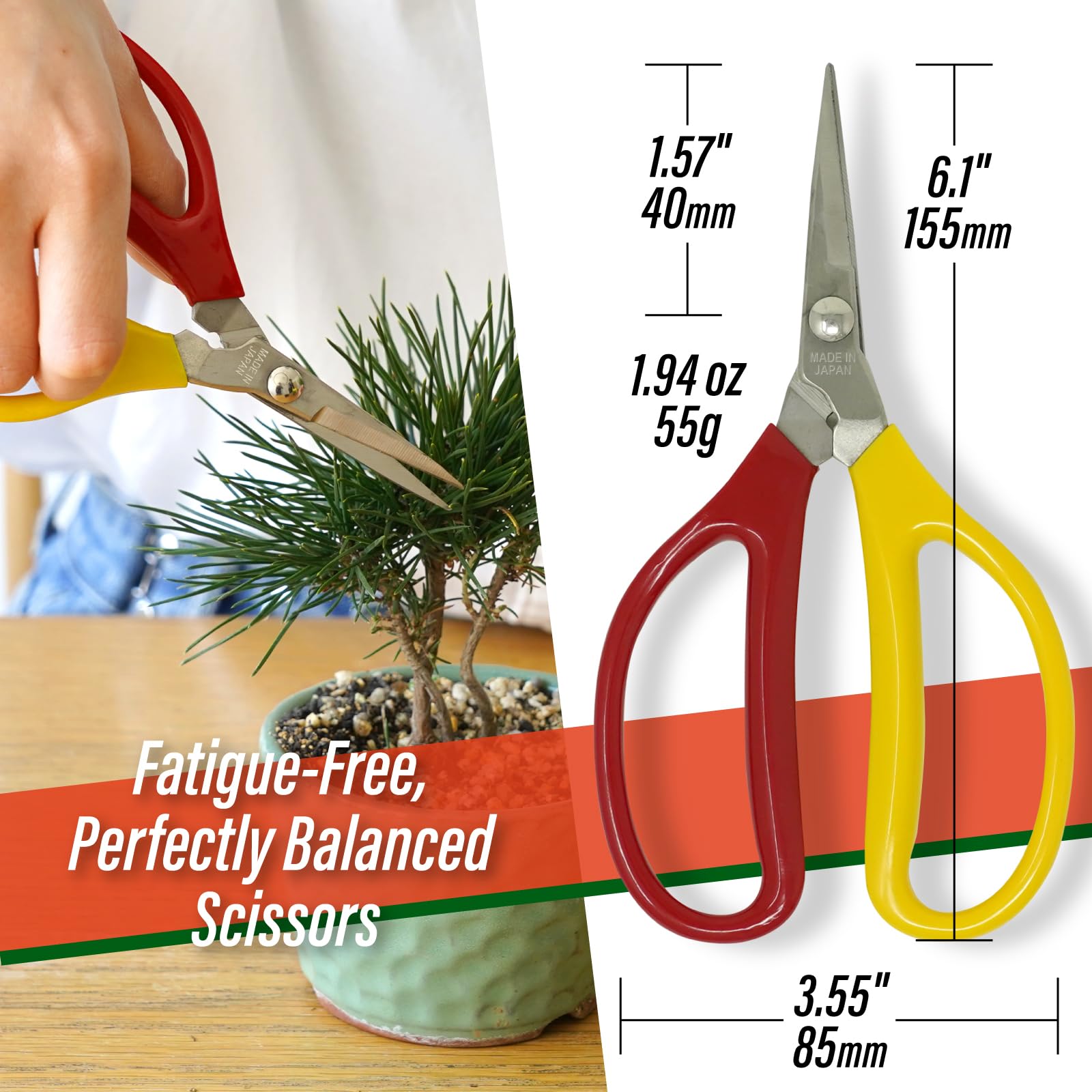 SUIZAN Japanese Trimming Scissors 6” Professional Garden Plant Flower Shears for Gardening Tools